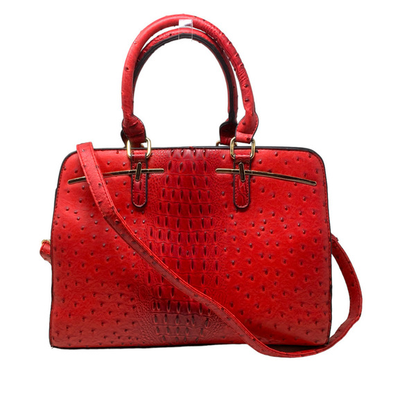 Dasein | Bags | Dasein Bright Red Faux Alligator Top Handle Satchel Bag ...